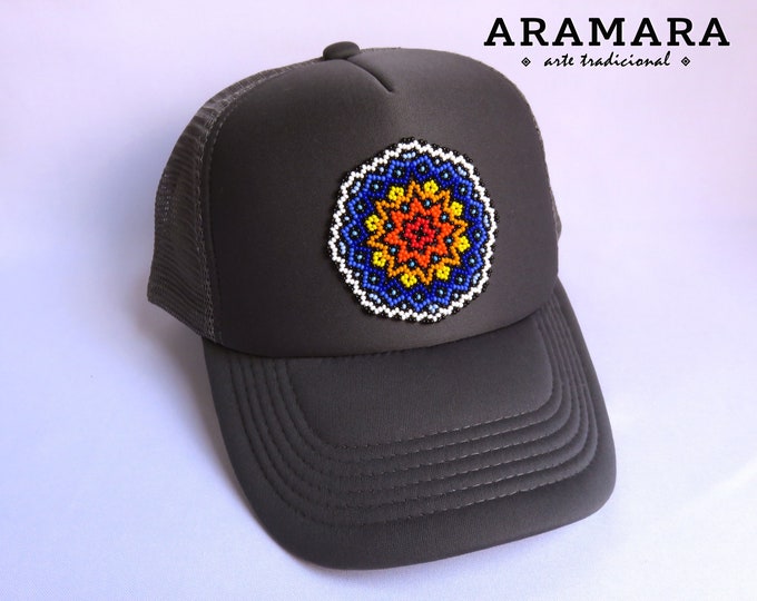 Huichol Beaded Cap, Mexican Folk Art, Custom Cap, Mexican Hat, Mexican ...