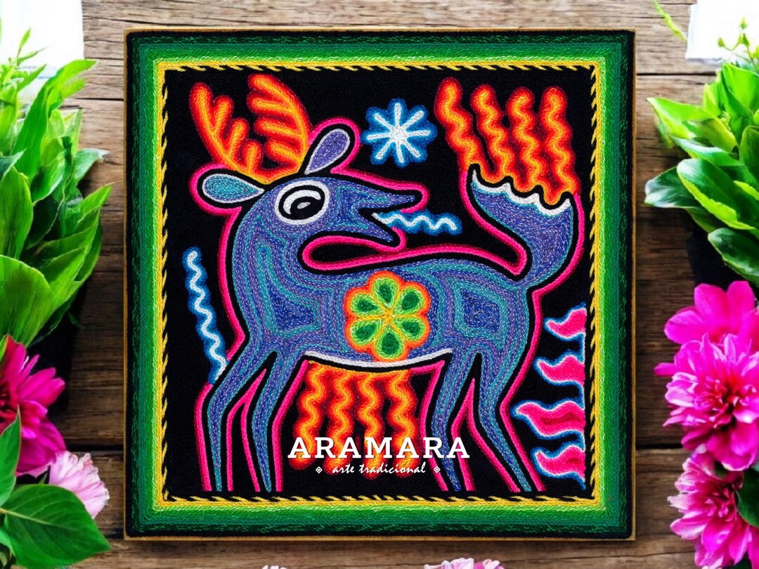 8" Huichol Painting, Native Art, Mexican Folk Art, Mexican Wall Art ...