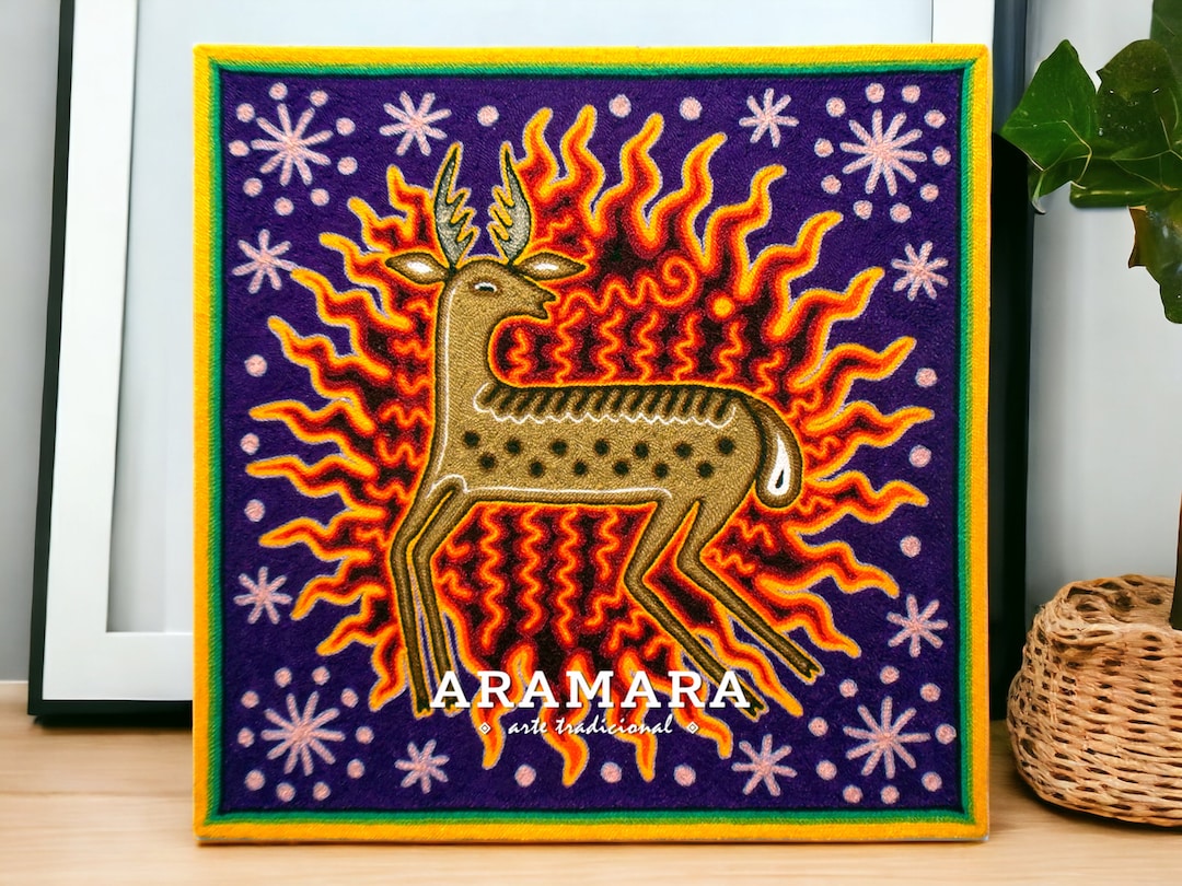 12" Huichol Painting, Native Art, Huichol Art, Mexican Art, Mexican ...