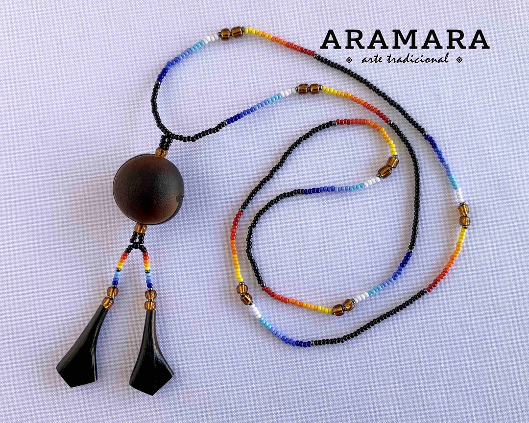 Huichol Necklace, Ojo De Venado, Sea Bean, Evil Eye Necklace, Deer's ...