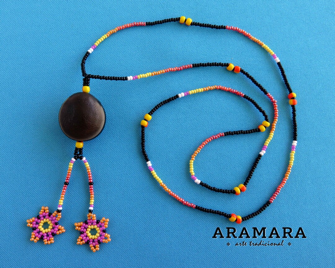 Mexican Necklace, Ojo De Venado, Sea Bean, Nazar Necklace, Huichol ...
