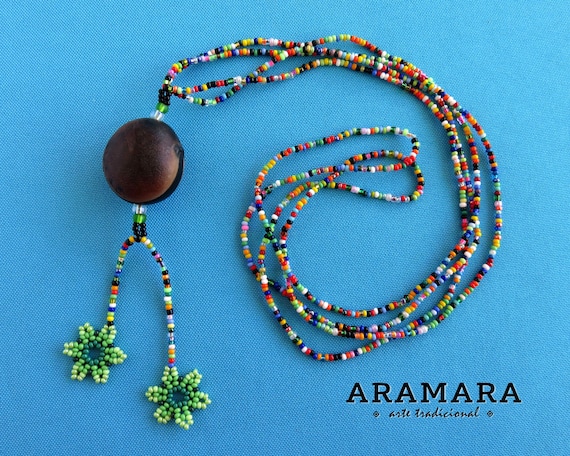 Native American Necklace Deer s Eye Huichol Necklace Mexican Necklace Nazar Necklace Evil Eye Necklace Sea Bean Ojo De Venado 0109 Etsy