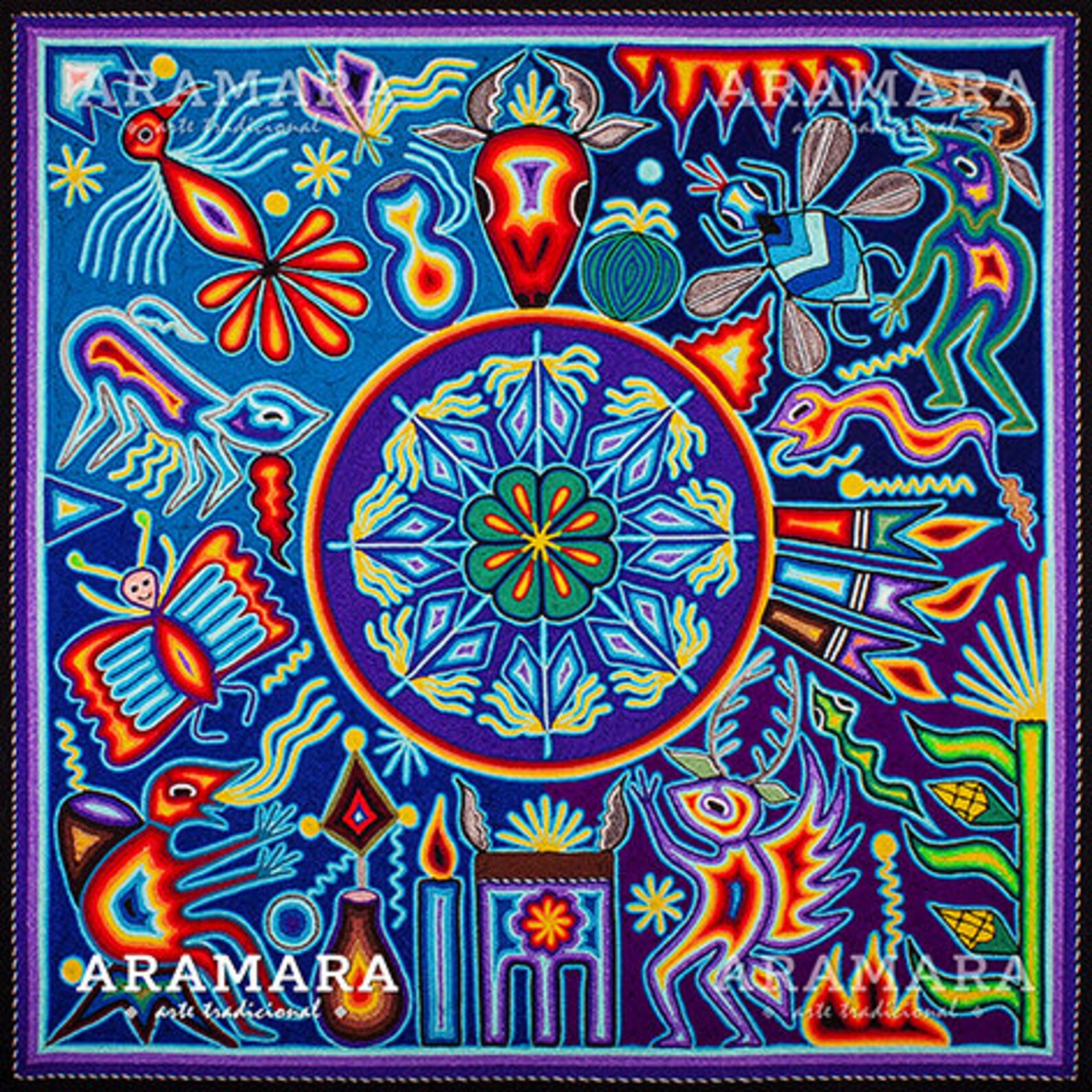 Huichol Print, Mexican Digital Art,huichol Art, Mexican Painting ...