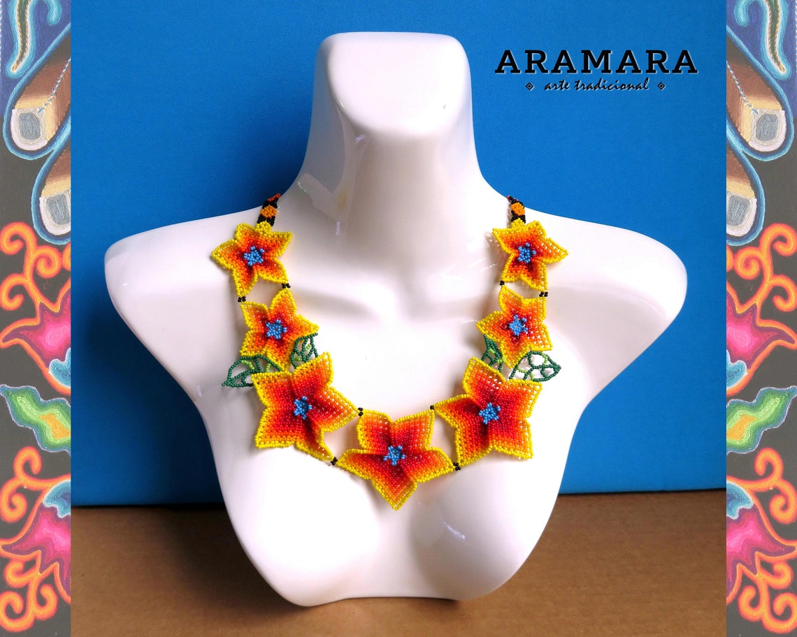 Flower Necklace, Native American Necklace, Mexican Necklace, Mexican ...