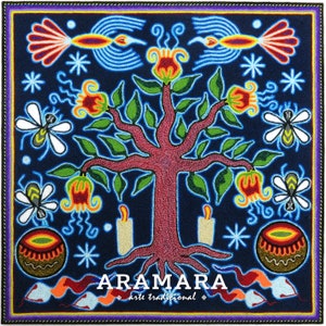 12" Huichol Painting, Native Art, Huichol Art, Mexican Art, Mexican ...