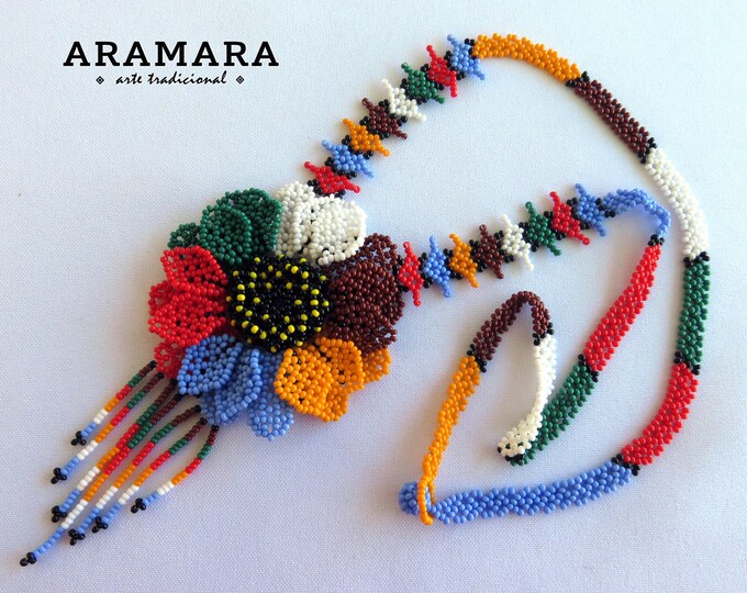 Flower Necklace Mexican Jewelry Huichol Jewelry Native American