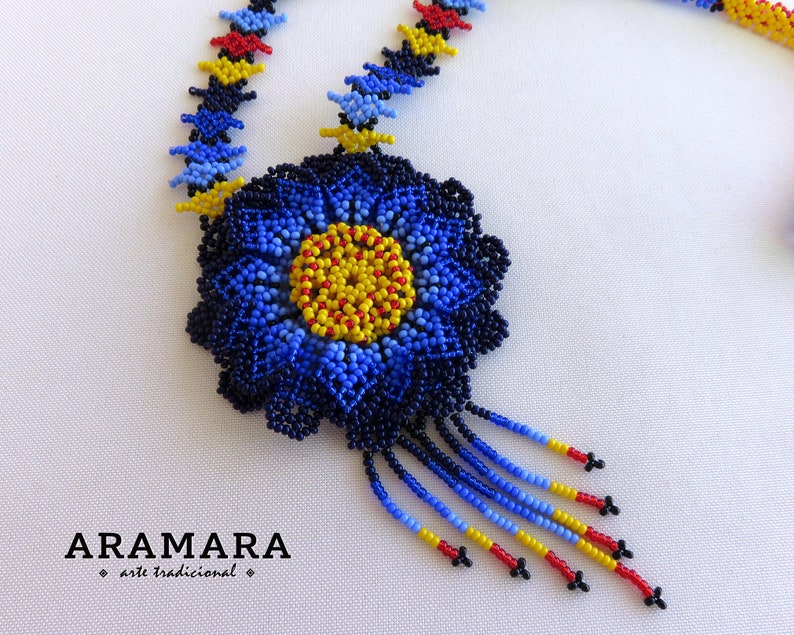 Huichol Jewelry Mexican Jewelry Mexican Necklace Flower Etsy