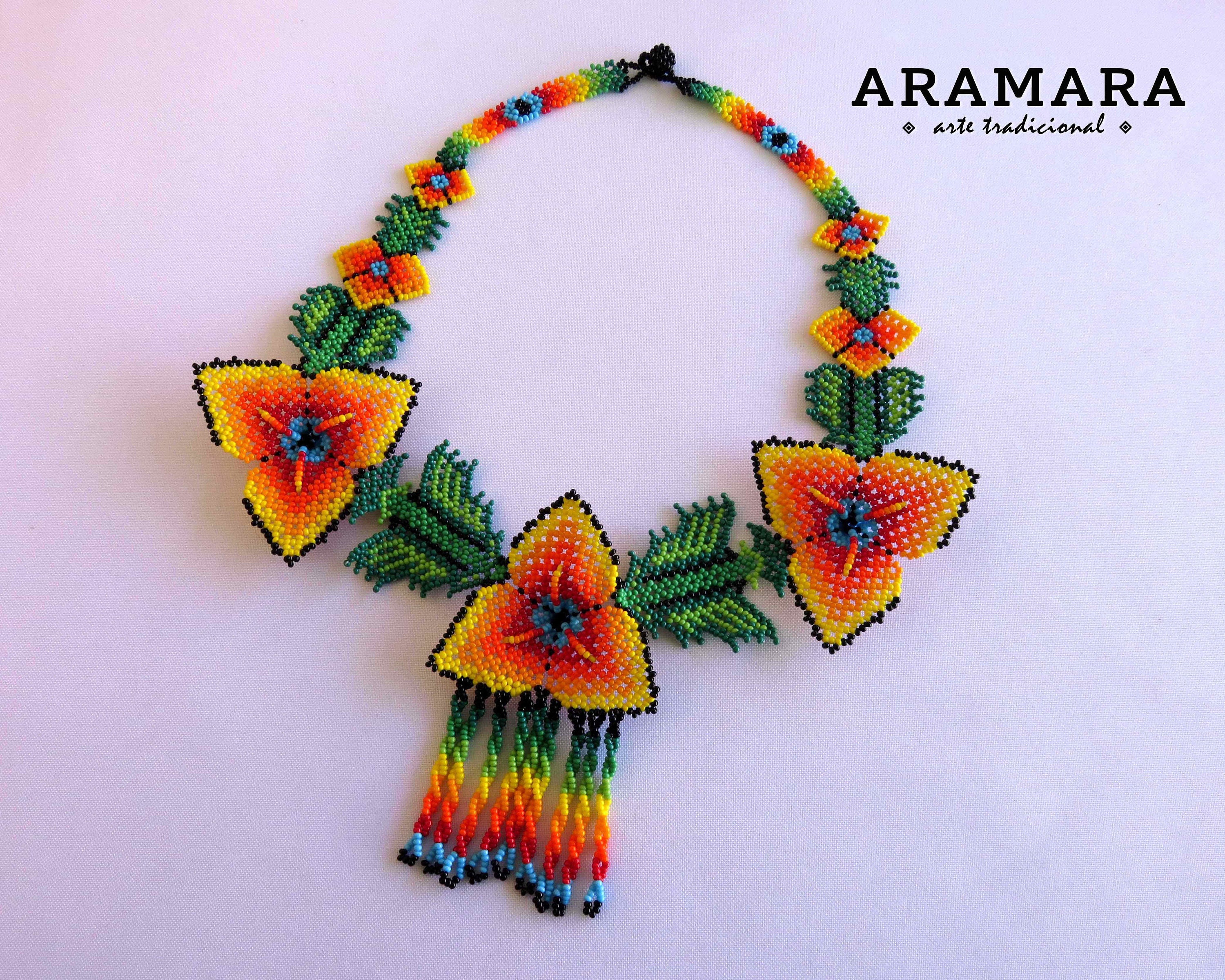 Native American Necklace, Mexican Jewelry, Mexican Necklace, Huichol ...