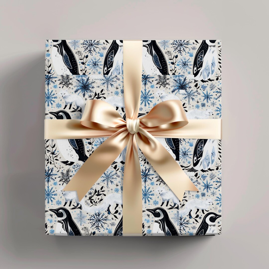 Cozy Winter Animals Gift Wrap Penguin & Fox Designs - Etsy