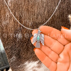 Thunderbird Turquoise Necklace: Hand Stamped Sterling Silver Western ...