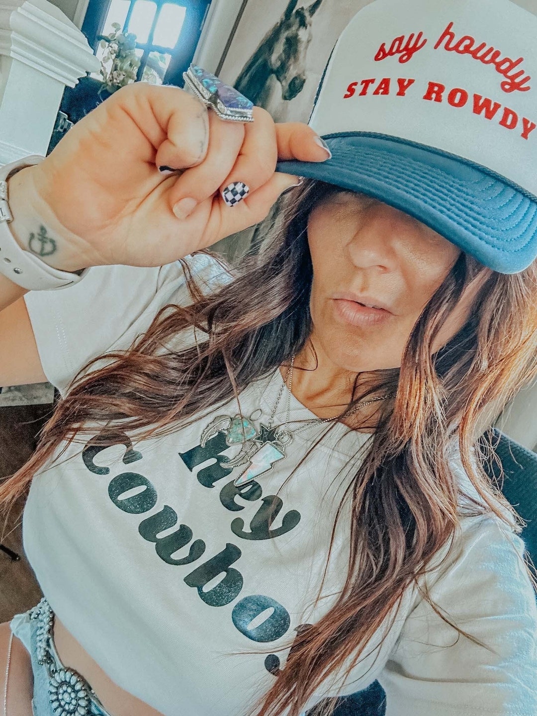 Navy Say Howdy, Stay Rowdy Trucker Hat, Party Hat, Bachelorette Hat ...