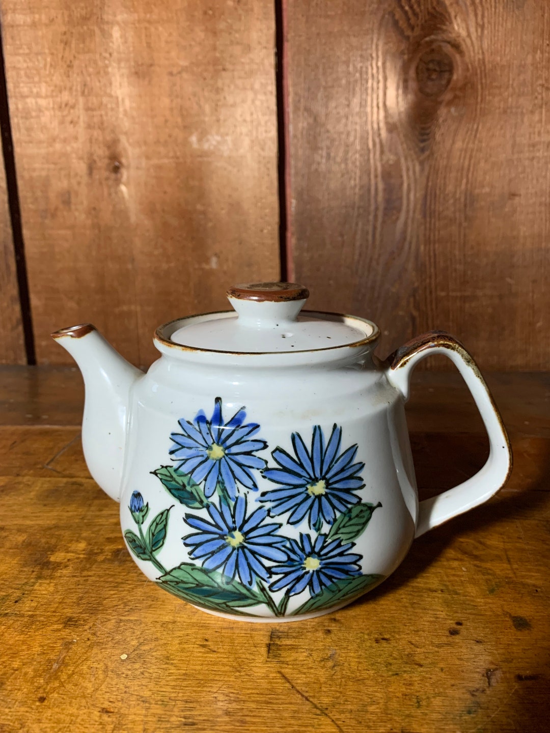 Blue Flower Teapot - Etsy