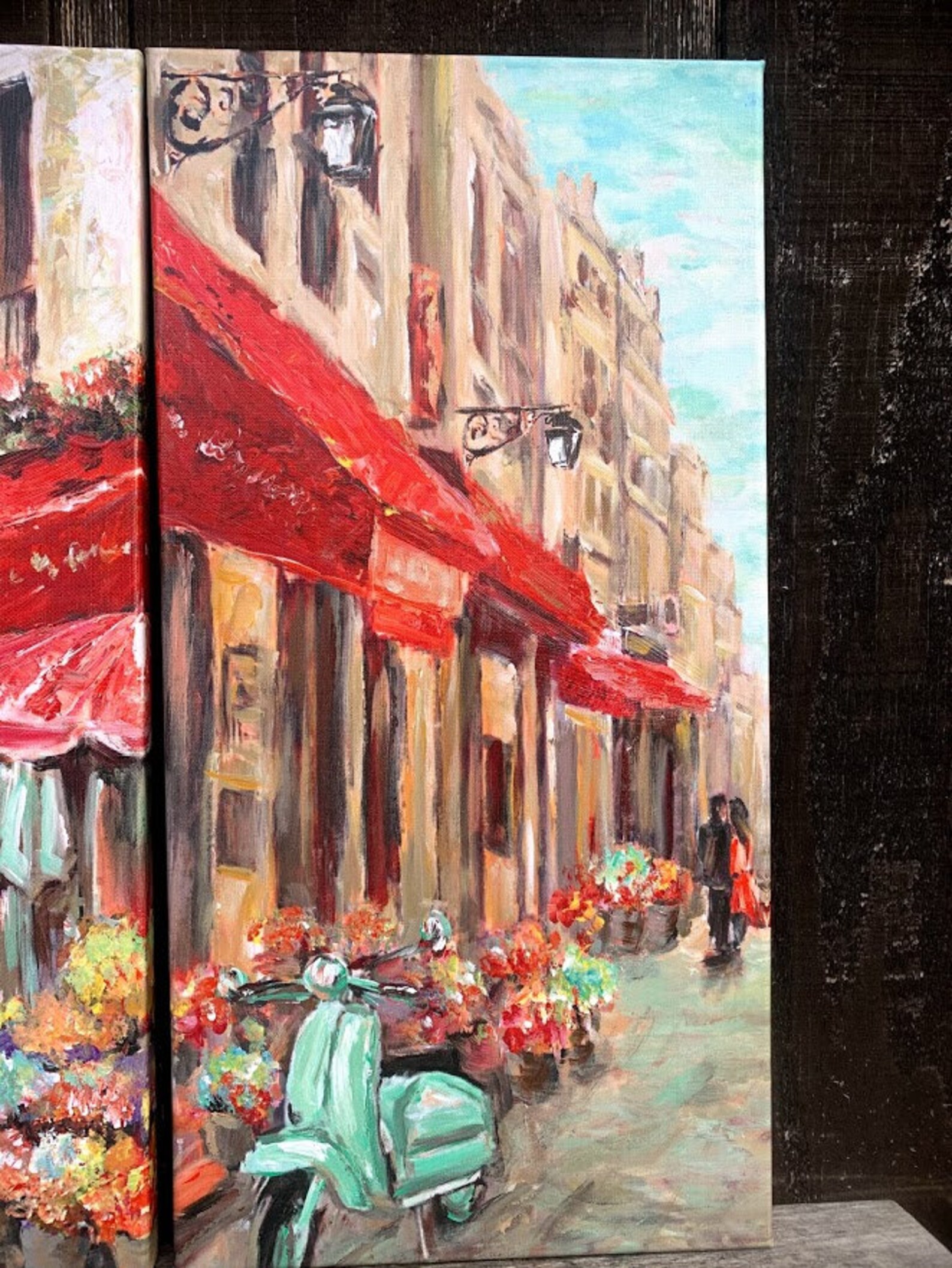 Paris Street Scene Reproduction Print on Canvas - Etsy