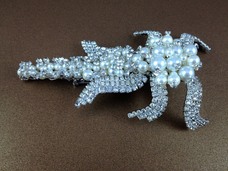 Diamonte & Pearl Tussie Mussie Flower Holder Brooch Circa - Etsy