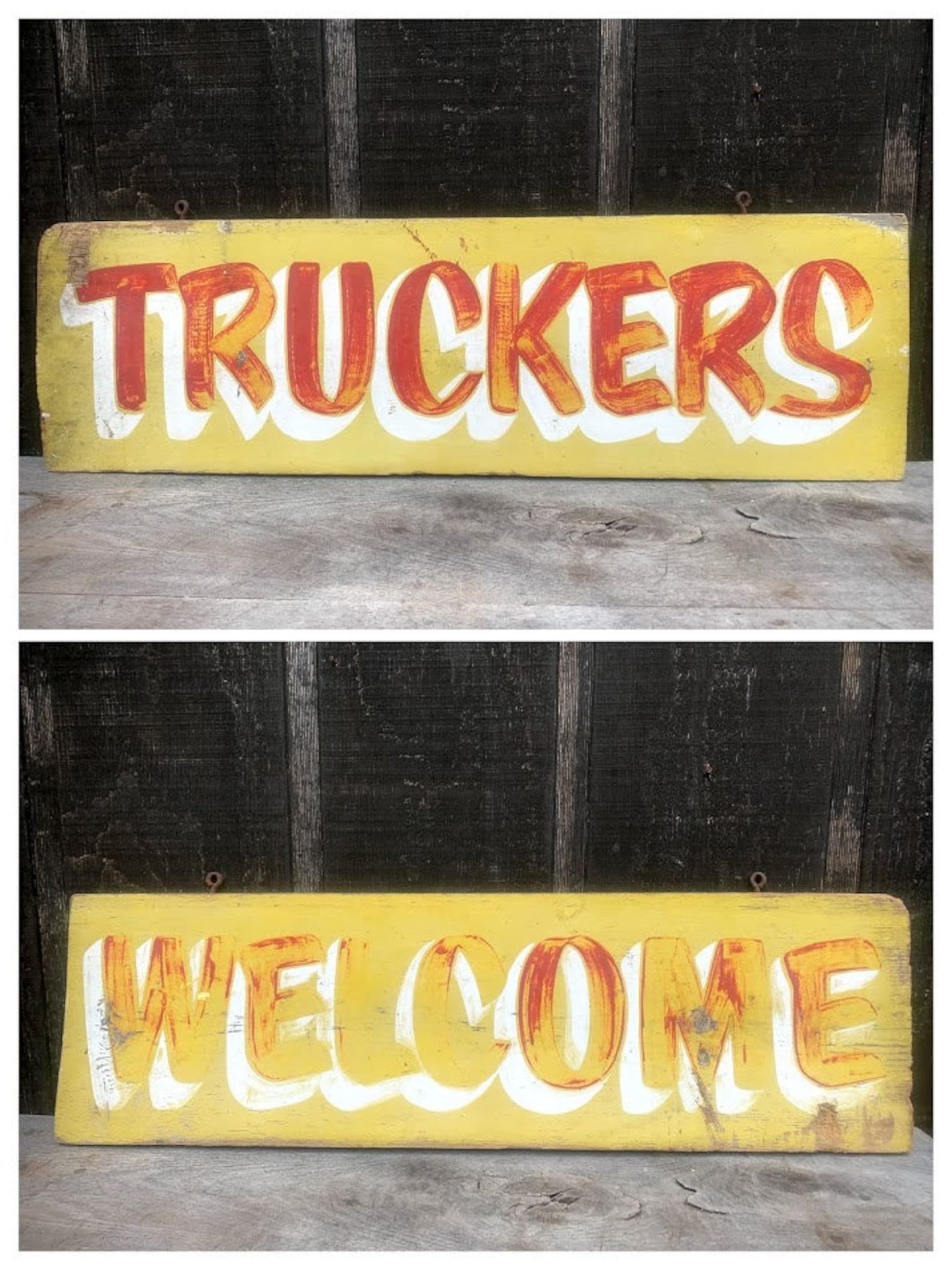 Double-sided Wooden Welcome Truckers Sign - Etsy