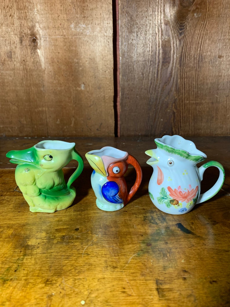 Mini Bird Pitchers- Set of Three - Etsy