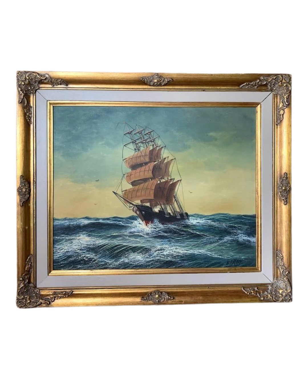 Signed Clipper Ship Oil Painting - Etsy