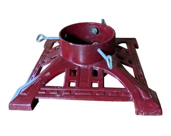 Vintage Cast Iron Christmas Tree Stand With Red Color and Raised ...