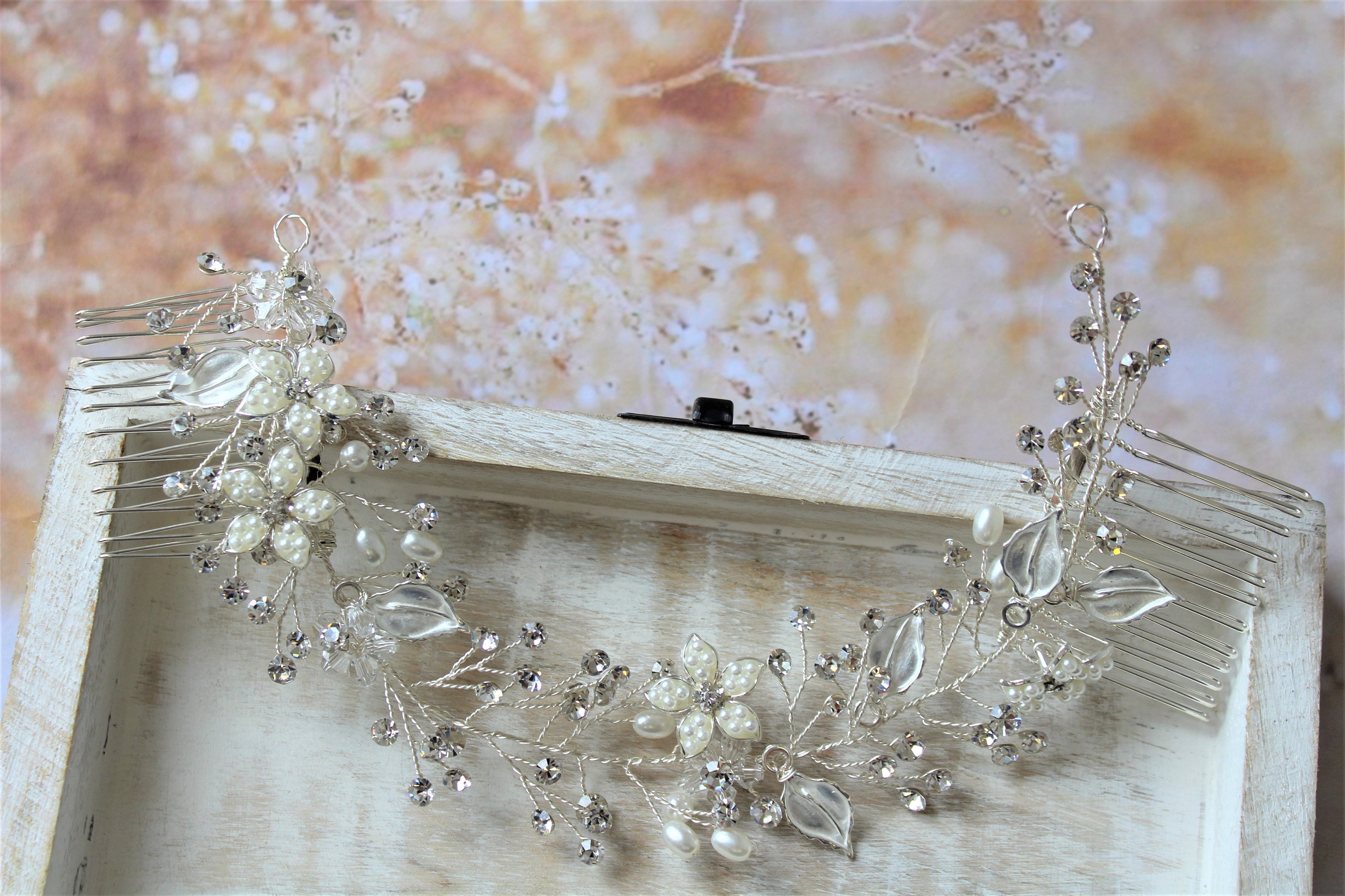 Silver or Gold Bridal Back Headpiece Bridal Hair Comb Wedding Hair ...