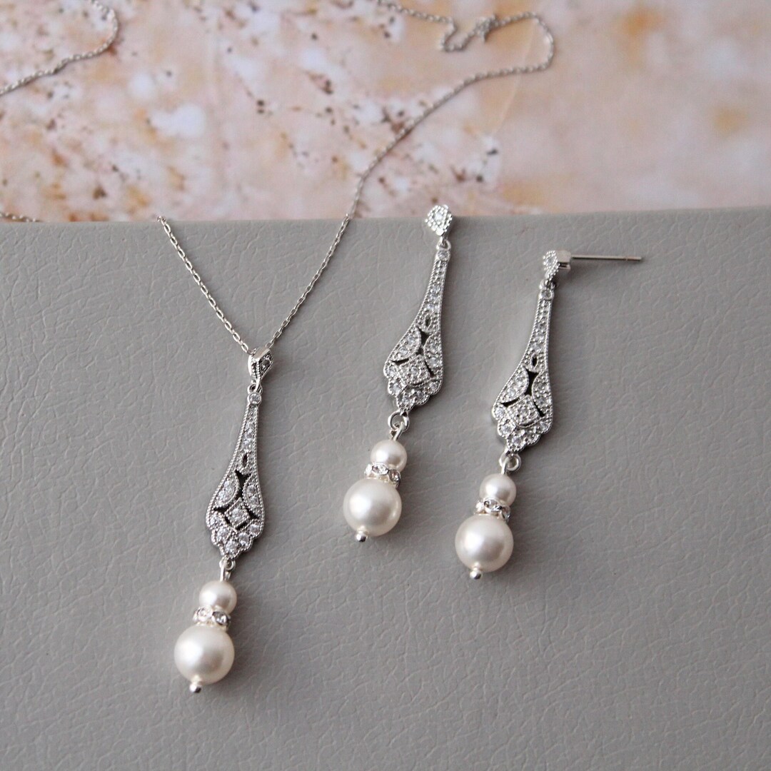 Mother of the Bride Jewellery Set Gift Vintage Style Bridal Necklace ...