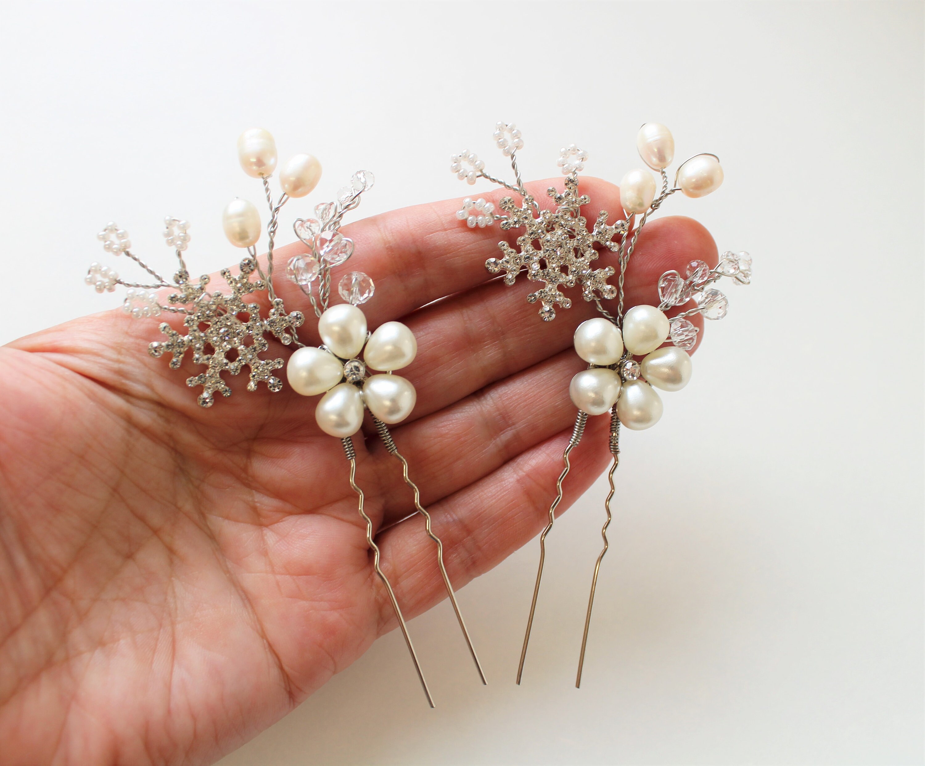 Snowflake Hair pins Bridesmaid hair pins Wedding Hair Vine | Etsy