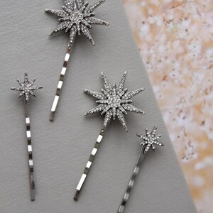 Silver Celestial Hair Pins, Star Hair Pins, Star Hair Piece Wedding ...