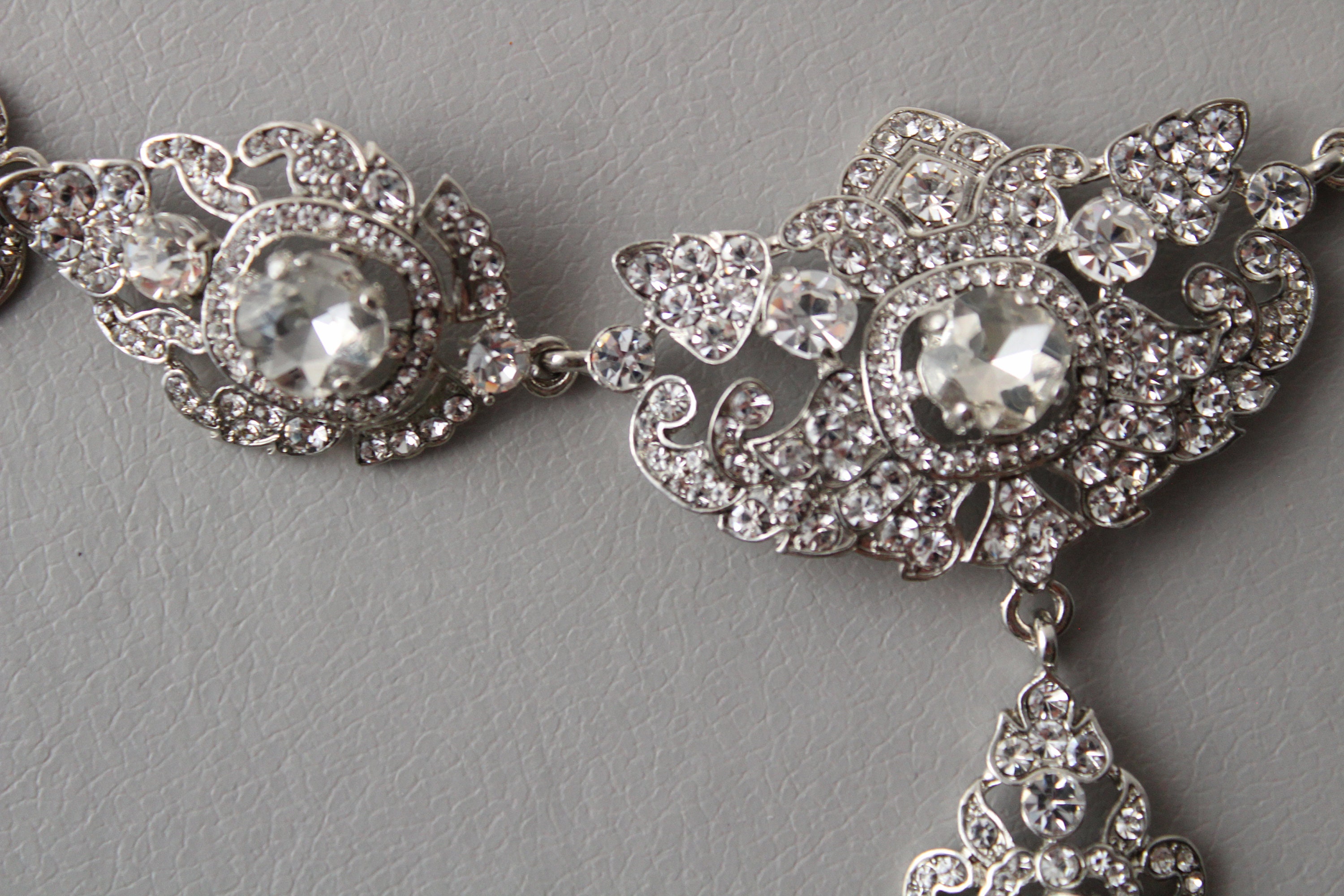 Vintage Style Bride Drop Necklace Crystal and Pearl - Etsy UK