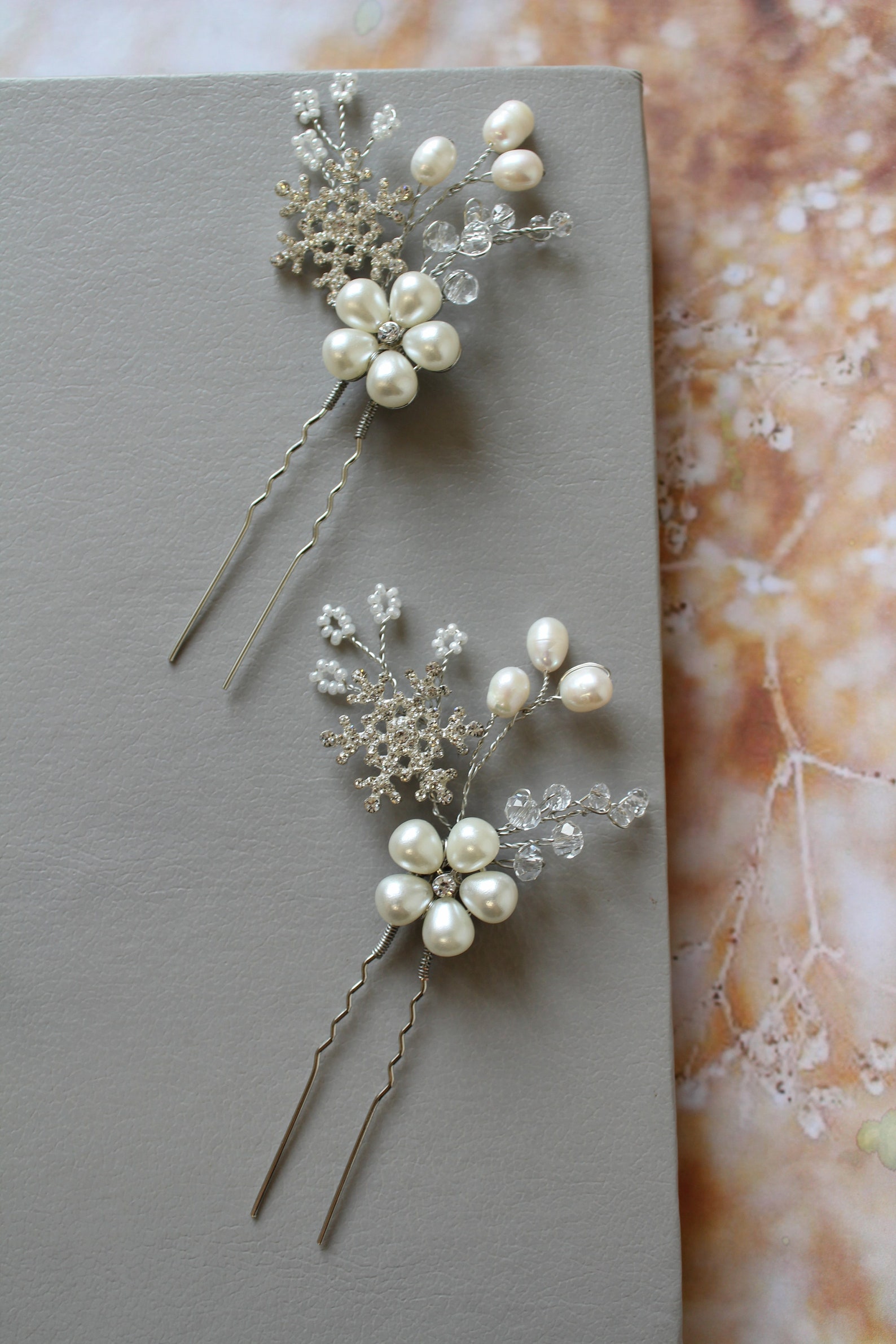 Snowflake Hair pins Bridesmaid hair pins Wedding Hair Vine | Etsy