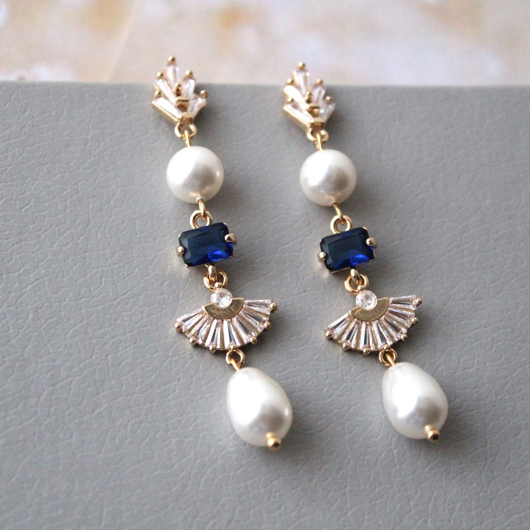 Mother of the Bride Jewellery Gift Gold Sapphire Blue Bridal Necklace ...