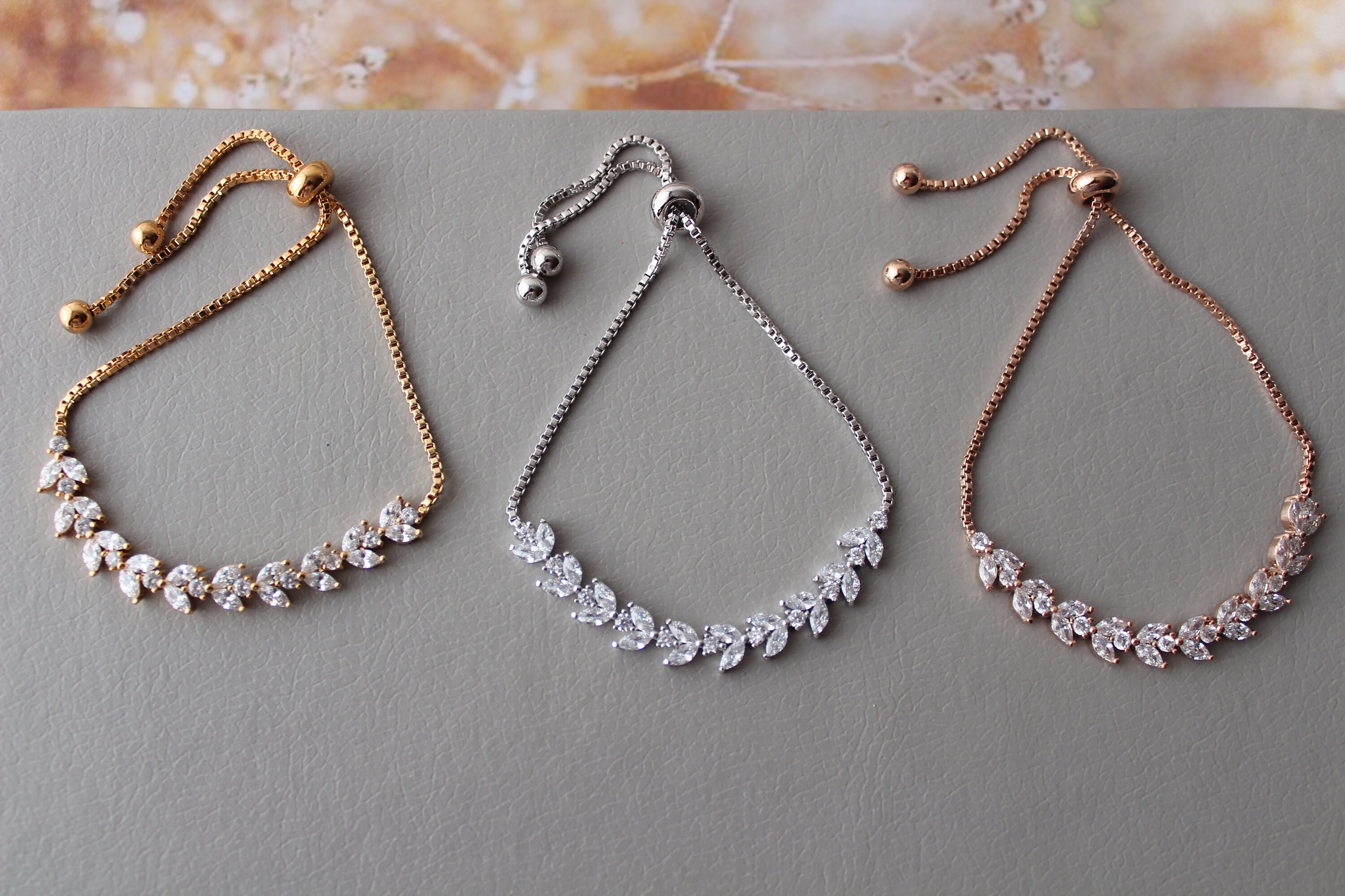 Tiny Bridal Bracelet, Bridesmaid Gift, Wedding Bracelet, Wedding ...