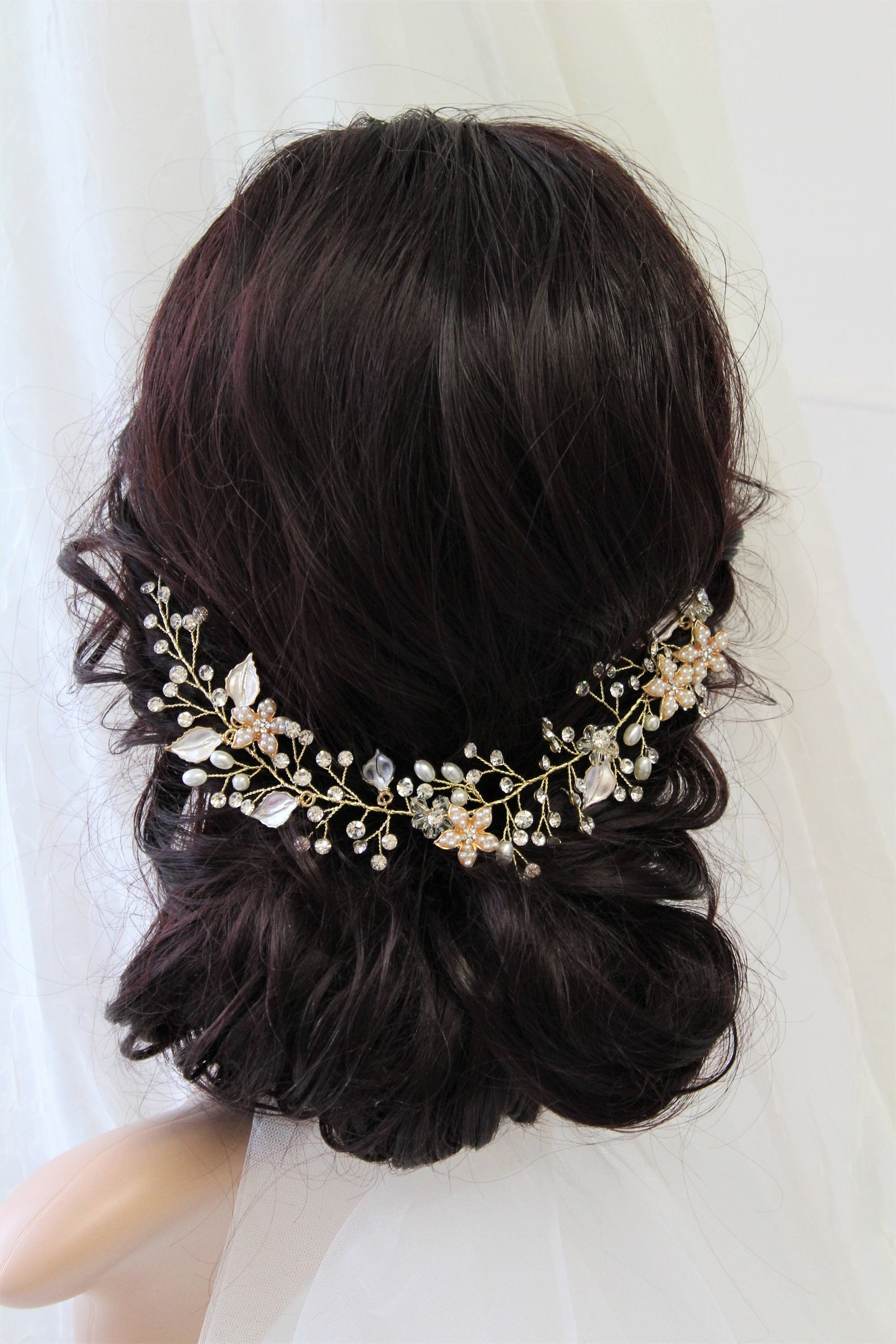 Silver or Gold Bridal Back Headpiece Bridal Hair Comb Wedding - Etsy UK