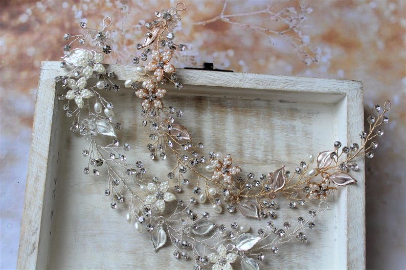 Silver or Gold Bridal Back Headpiece Bridal Hair Comb Wedding - Etsy UK