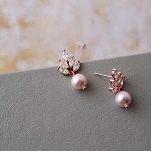 Rose Gold Pink Bridal Jewelry Set: Blush Pearl Wedding Jewellery Set ...