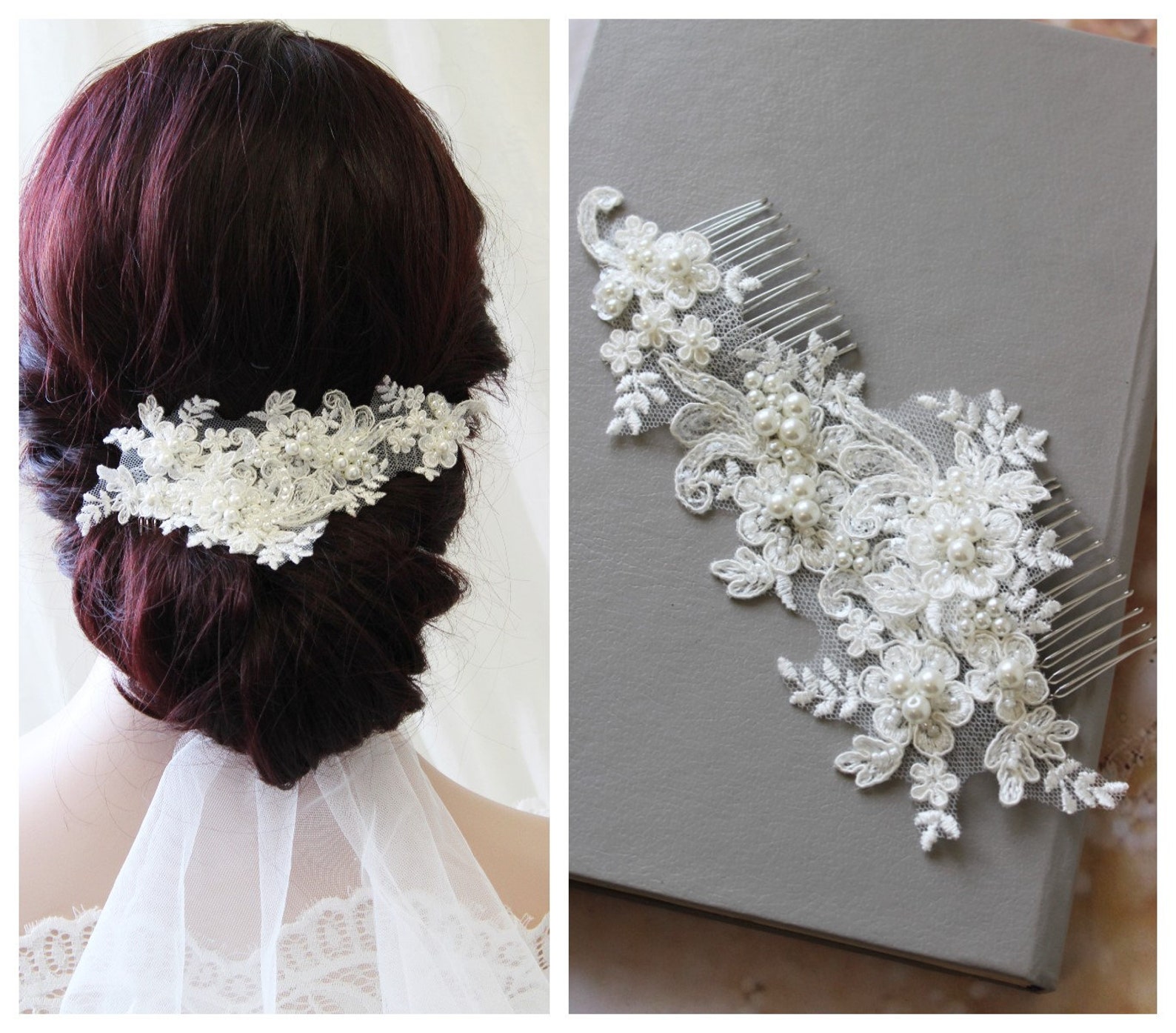 Wedding Hair Comb Hair Pin Bridal Hair Comb Lace Hair Comb - Etsy UK