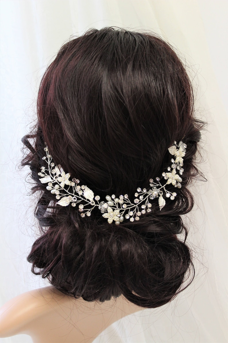 Silver or Gold Bridal Back Headpiece Bridal Hair Comb Wedding Hair ...