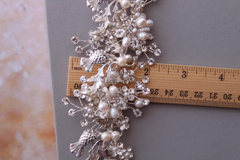 Silver Floral Hair Vine, Scottish Thistle Bridal Headpiece, Bridal Hair ...