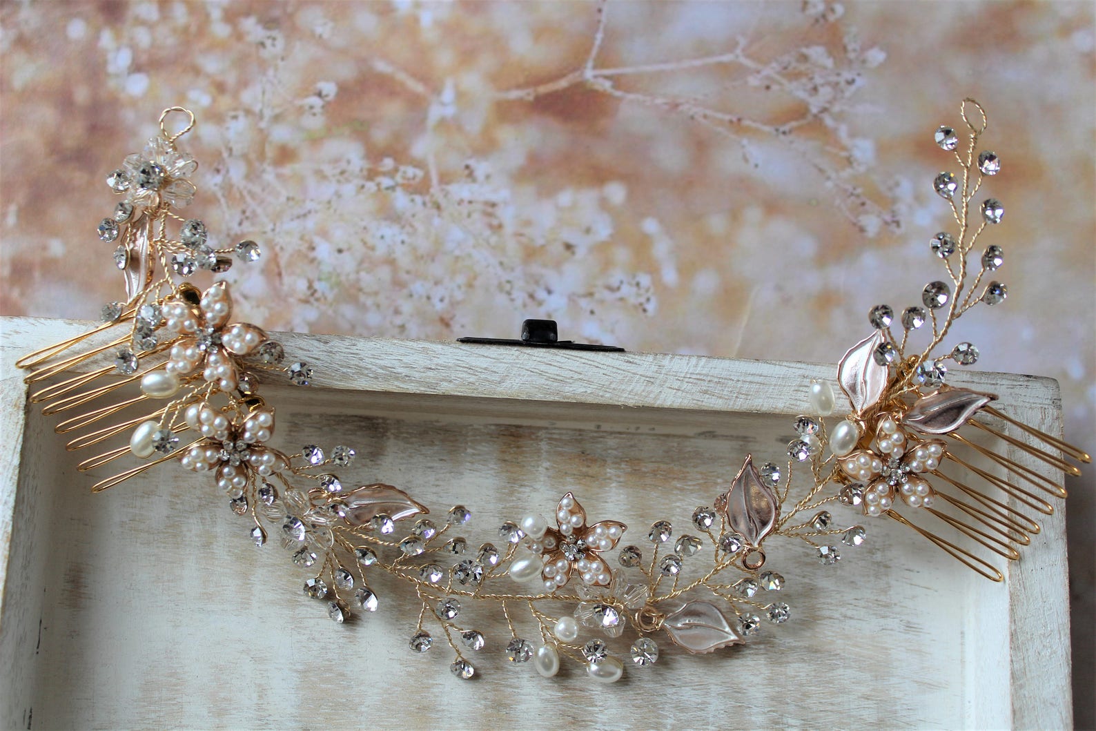 Silver or Gold Bridal Back Headpiece Bridal Hair Comb Wedding Hair ...
