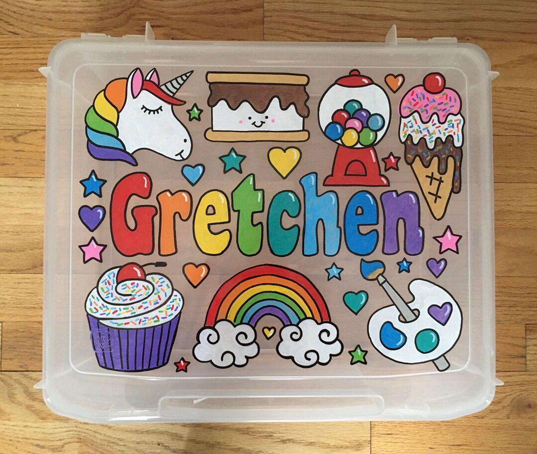 LARGE Hand-painted, Custom Personalized Storage Case, Personalized ...