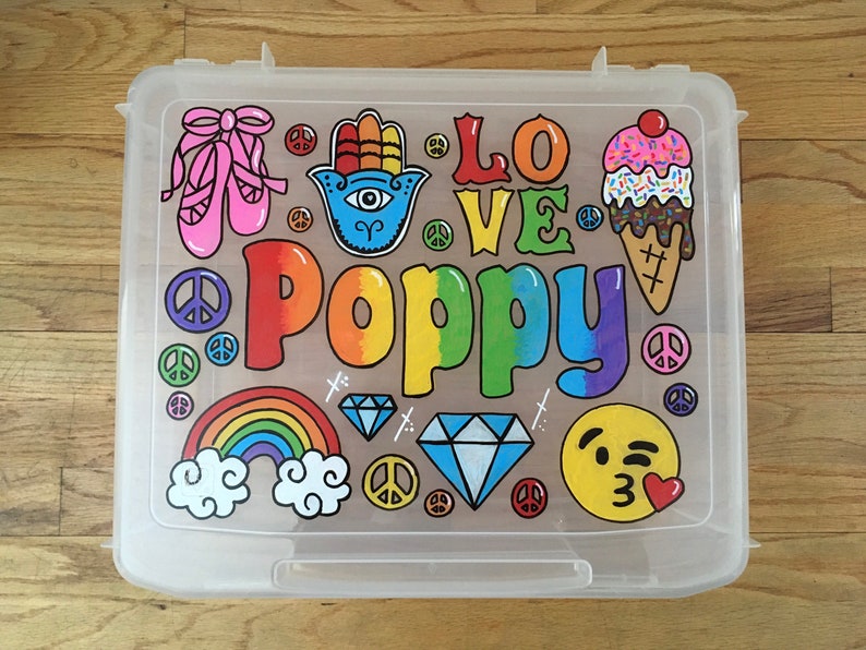 LARGE Hand-painted, Custom Personalized Storage Case, Personalized ...