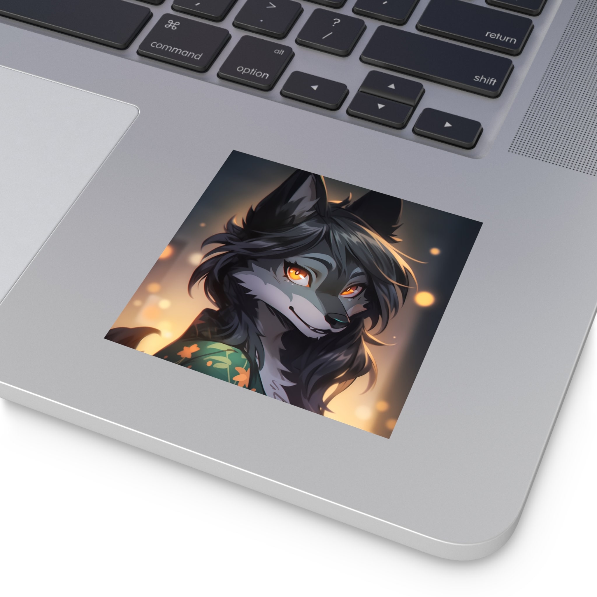 Gray Wolf Girl Square Vinyl Sticker - Etsy