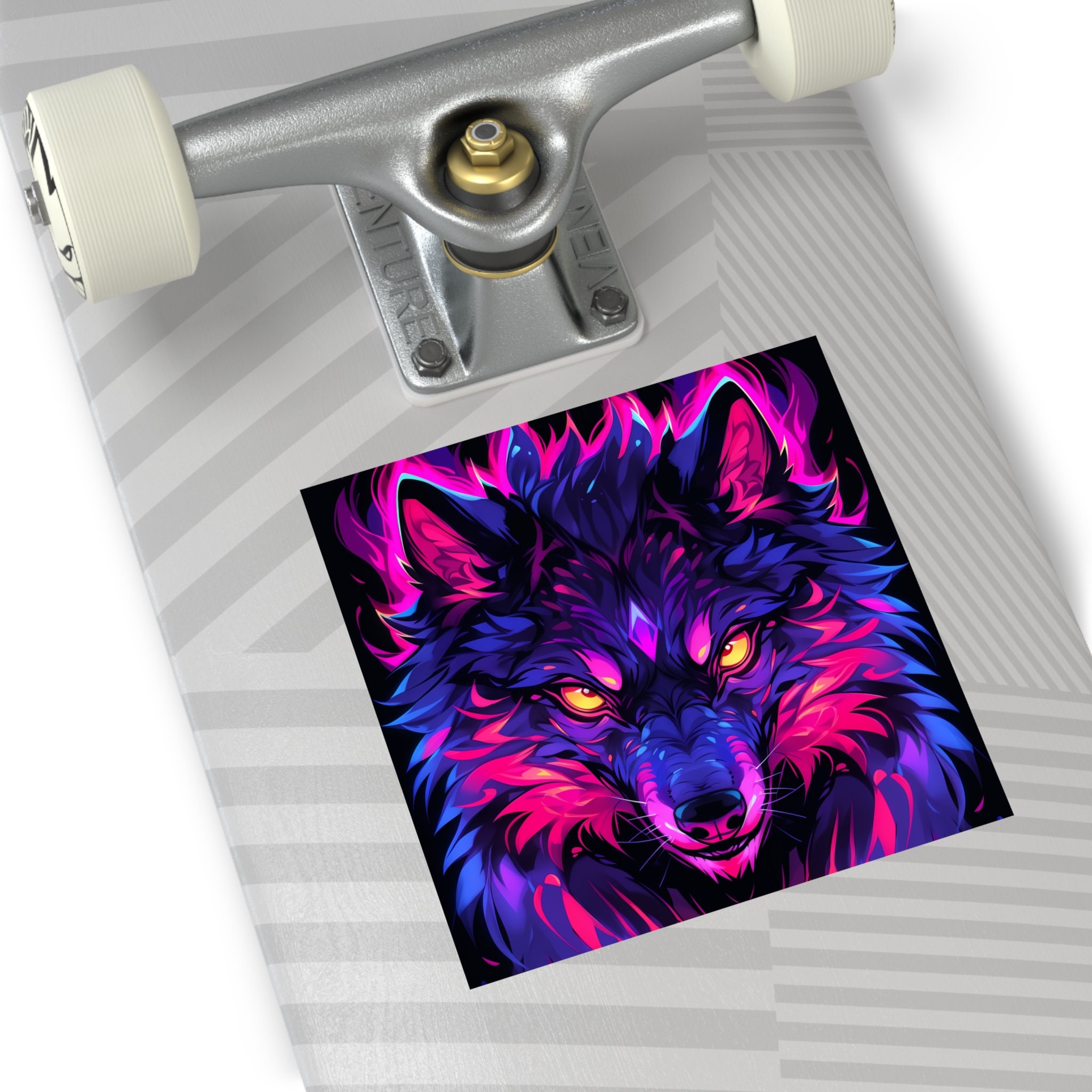 Purple Anime Wolf Square Vinyl Sticker - Etsy