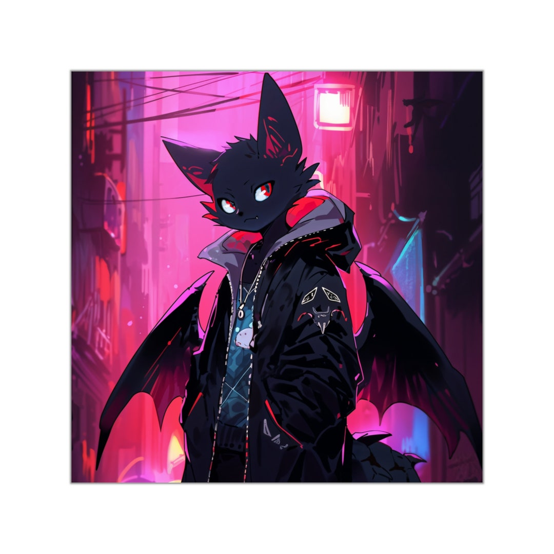 Bat Fursona Square Vinyl Sticker - Etsy
