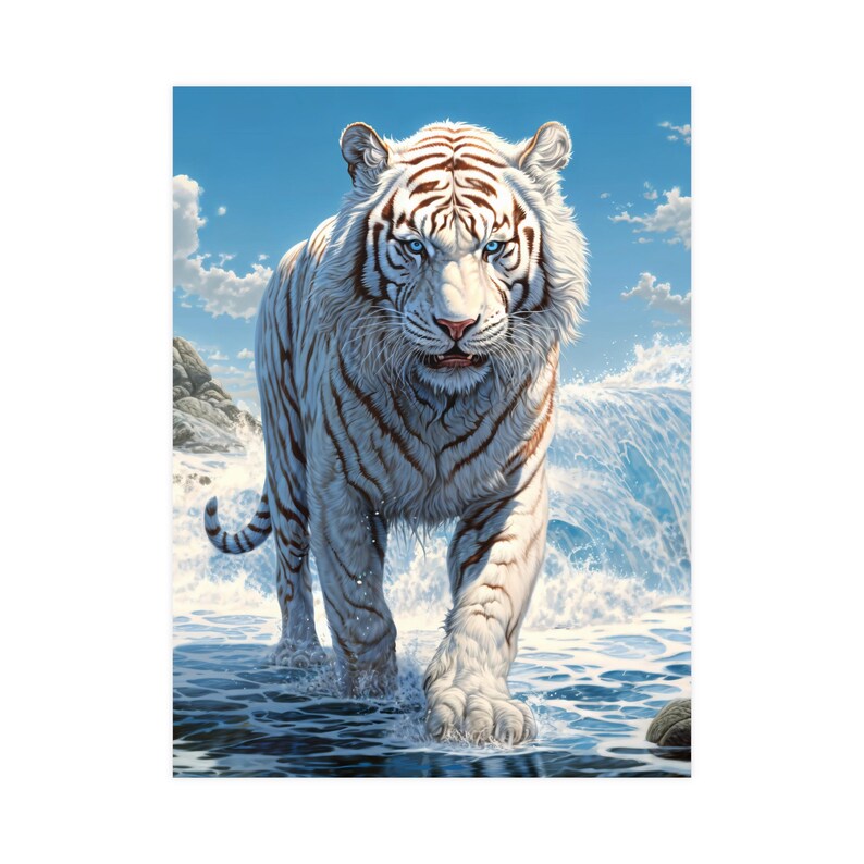 Water Elemental Tiger Poster - Etsy