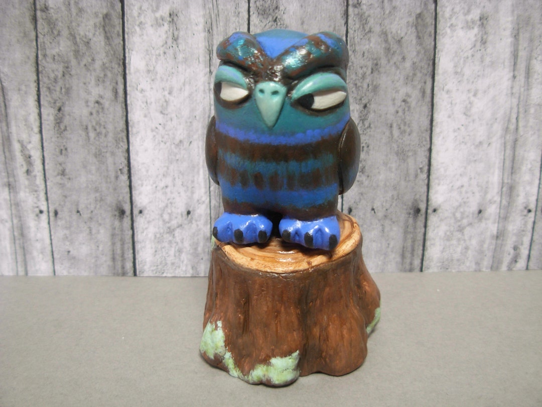 RESERVED - Owlowicious the Sly Forest Art Owl - Modern Style Hand ...