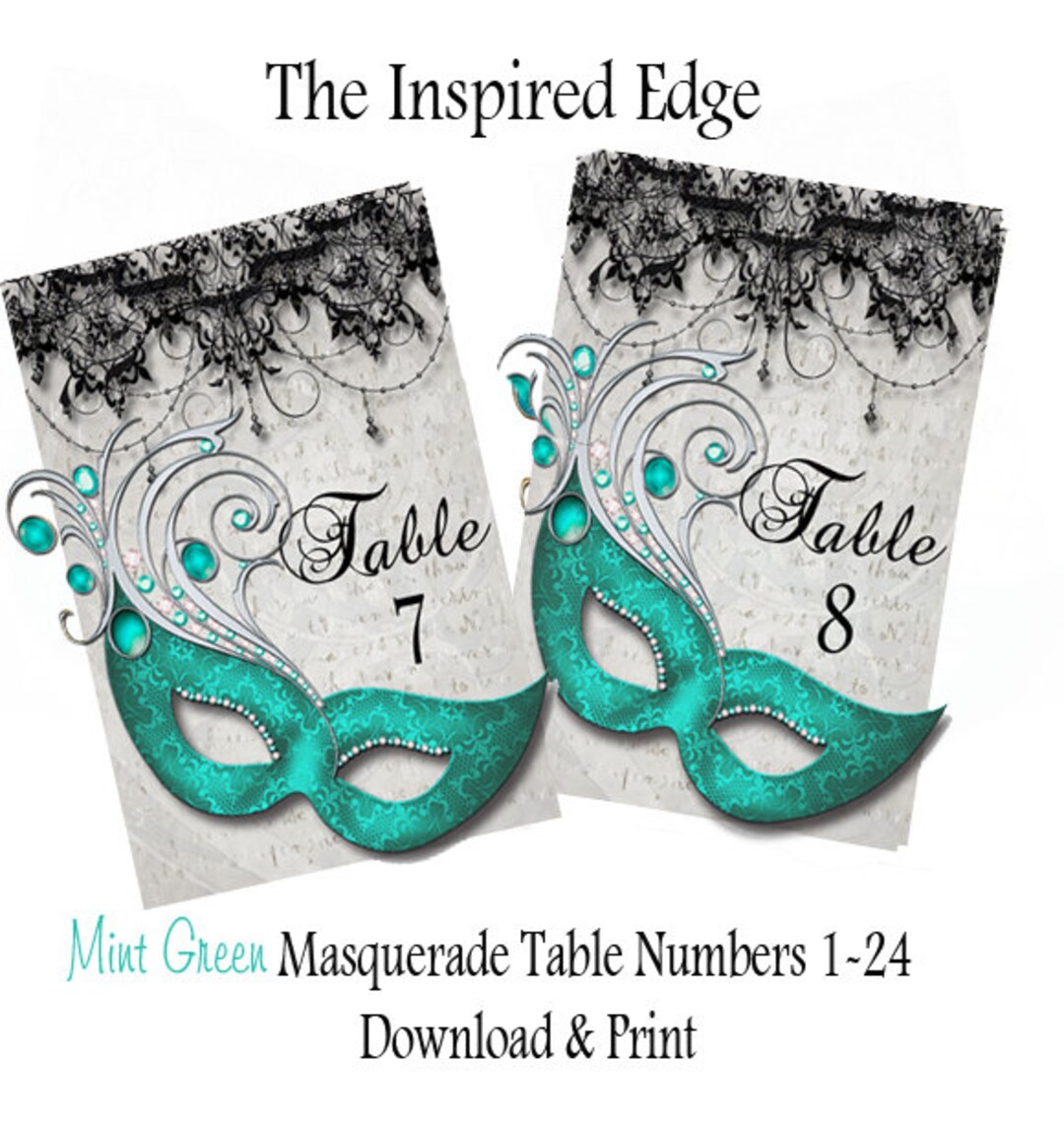 Mint Masquerade Table Numbers 1-24 (digital Download) - Etsy