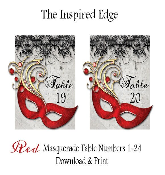 Red Table Numbers, Masquerade Table Numbers, Wedding Table Numbers, Red ...