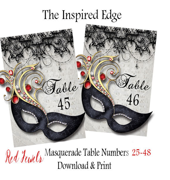 Wedding Masquerade Table Numbers 25-48, Wedding Table Numbers ...
