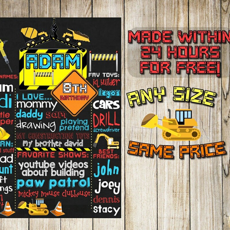 Free Printable Construction Party Signs - Etsy