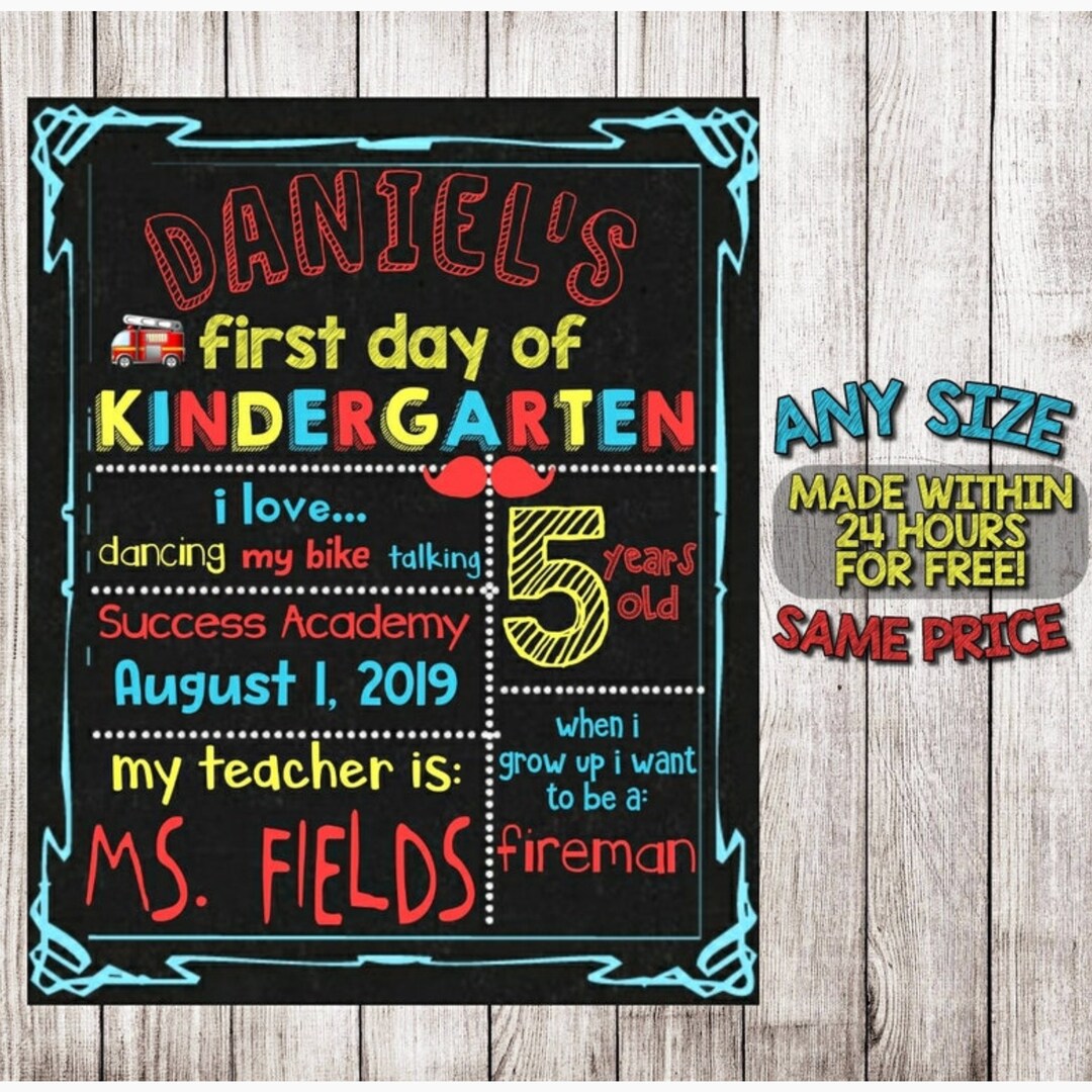 First Day of School Chalkboard Poster: Personalized Printable Sign ...
