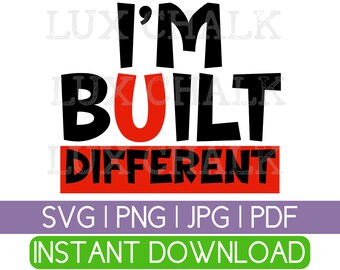Built Different Svg, Cut Files for Cricut & Silhouette, Svg, Png, Dxf ...